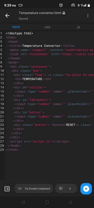 Nitin Saxena On Linkedin Bharat Intern Here Is The Task 2 Temperature Convertor Using Html Css