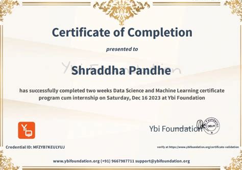 Shraddha Pandhe On Linkedin Internship Ybifoundation Datascience Machinelearning