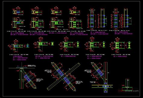 50 Structural Steel Connections Details Autocad Drawing