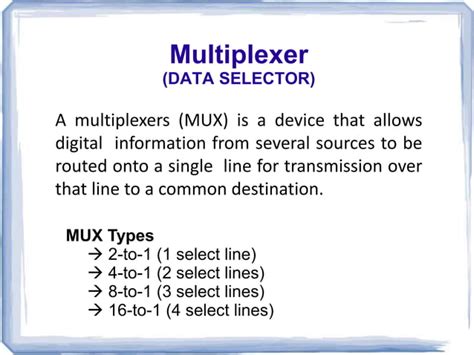 Multiplexers And Demultiplexers Ppt