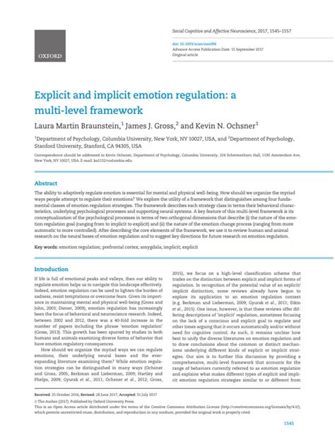 2017 Explicit And Implicit Emotion Regulation Pdf Emotions Emotional Self Regulation