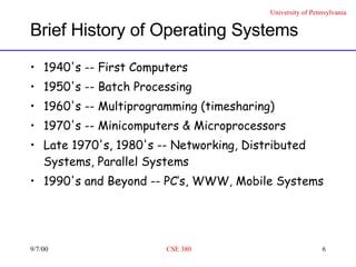 CSE Introduction To Operating Systems PPT