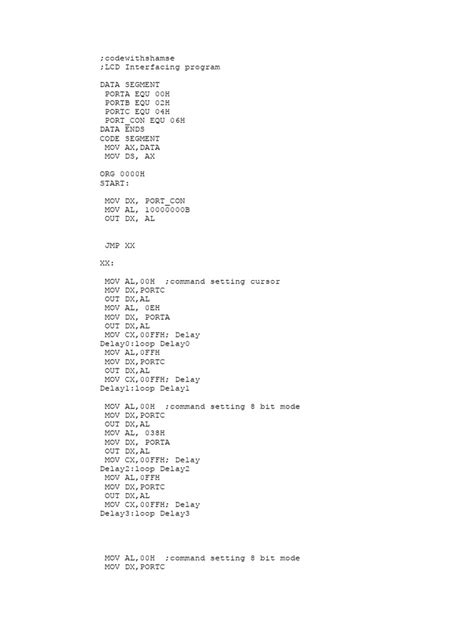 Lcd Interfacing Program Pdf Computing Computer Engineering