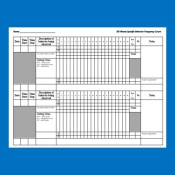 Data Collection Timed Frequency Count On Task Behavior With Secondary Behavior
