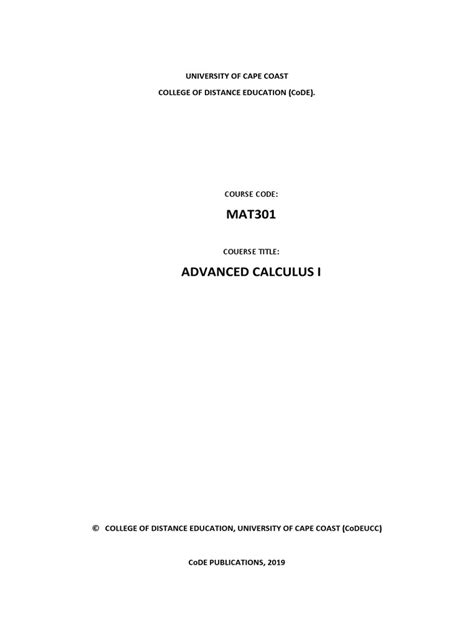 Advanced Calculus I Pdf Derivative Function Mathematics