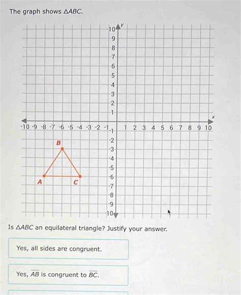 solved the graph shows abc is abc an equilateral triangle justify