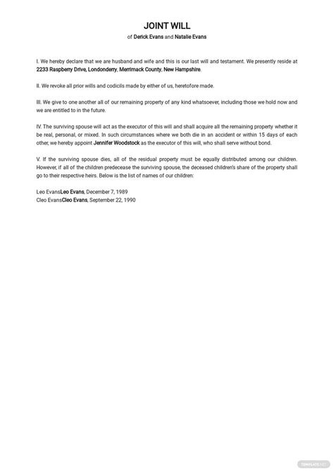 Editable Joint Will Templates In Word To Download