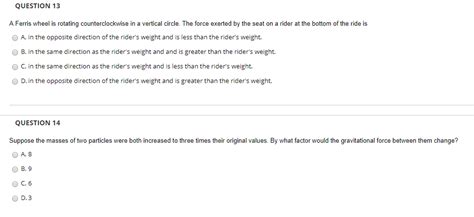 Solved Question 13 A Ferris Wheel Is Rotating