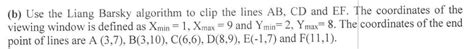 Solved B Use The Liang Barsky Algorithm To Clip The Lines Chegg Com