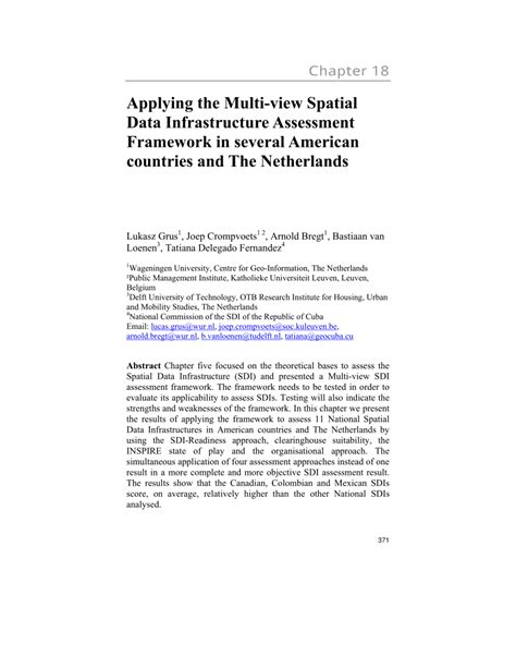 Pdf Applying The Multi View Sdi Assessment Framework In Several American Countries And The