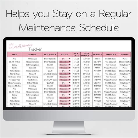 Maintenance Tracker Template Service Schedule Machine Maintenance