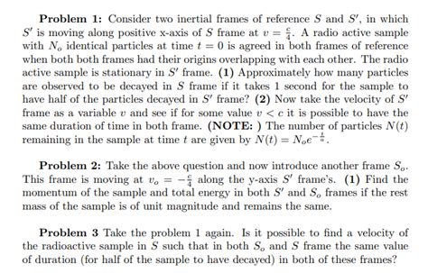 problem 1 consider two inertial frames of reference