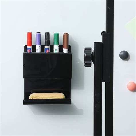 Wall Mounted Tiered Black Acrylic Dry Erase Whiteboard Marker And Eras