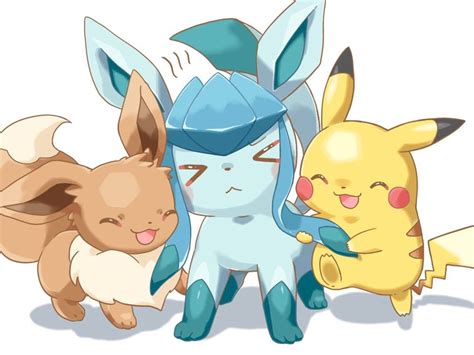 Pikachu Eevee And Glaceon Pokemon Drawn By Kanamaple926 Danbooru