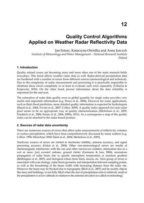 Pdf Quality Control Algorithms Applied On Weather Radar Reflectivity Data
