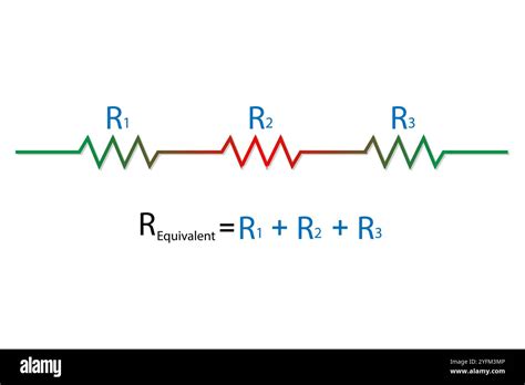 Series Resistor Circuit Diagram Showing Equivalent Resistance Calculation Stock Vector Image