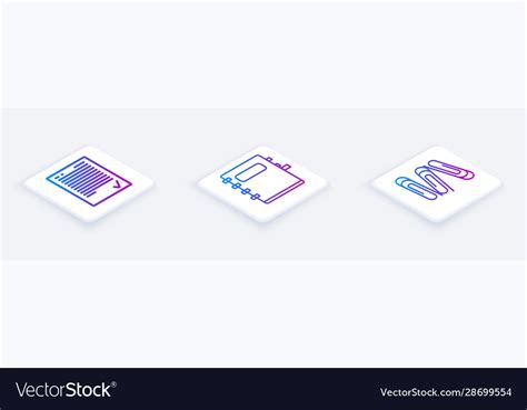 Set Isometric Line Exam Sheet With Check Mark Vector Image