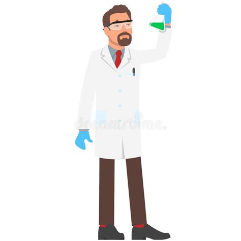 Vector Man Chemist With Flask Science Laboratory Worker Icon Stock Vector Illustration Of