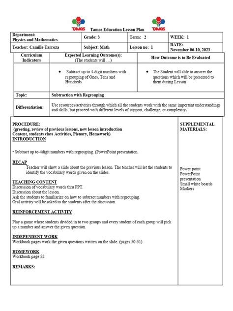 Lp Subraction With Regrouping Pdf Teachers Microsoft Power Point