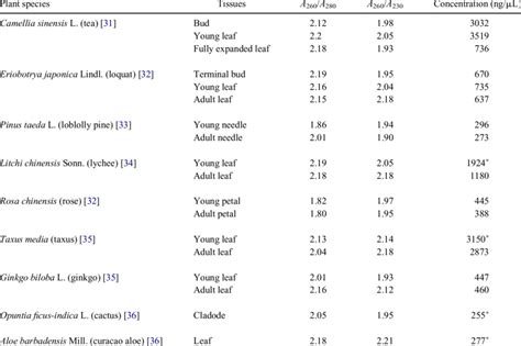 Purity And Yield Of Total Rna Extracted From Recalcitrant Plant Tissues Download Table