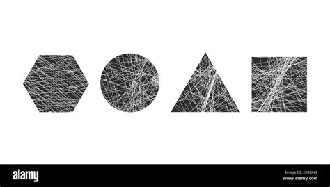 Geometric Shapes With Linear Texture Elements Vector Set Stock Vector Image And Art Alamy