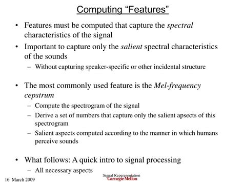 Ppt Feature Computation Representing The Speech Signal Powerpoint