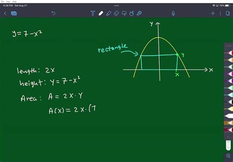 solved find the largest possible area for rectangle with base on the
