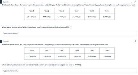 solved what is your output rate of widgets per labor hour