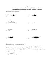 Calc1Lab2 Limits Continued Docx Calculus I Lab 2 Limits At Infinity Continuity The Precise