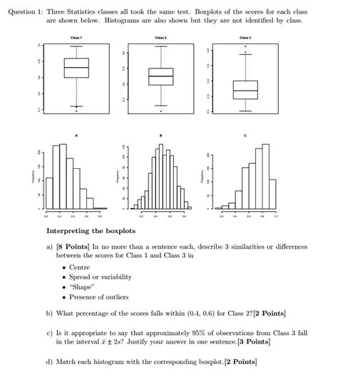 Solved Question 1 Three Statistics Classes All Took The Same Test