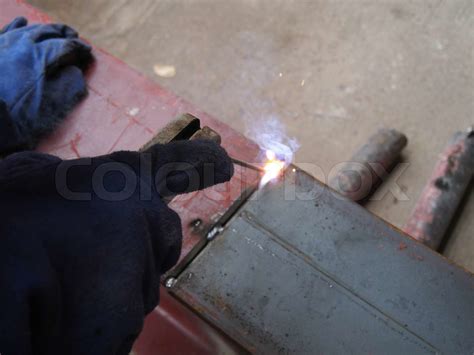 Welding With Mig Mag Method Stock Image Colourbox