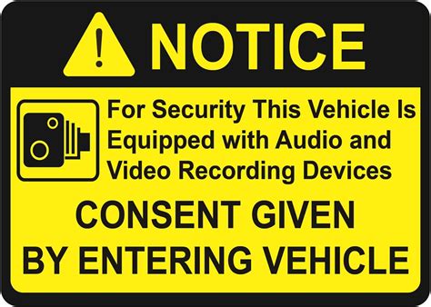 Camera Recording Sticker25x35 Inch 4pcs Notice Vehicle