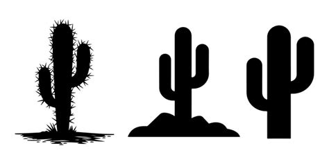 Three Simple Cactus Silhouettes Vector Set Illustration Png Images