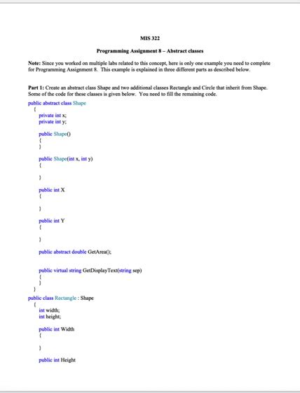 Solved Mis 322 Programming Assignment 8 Abstract Classes