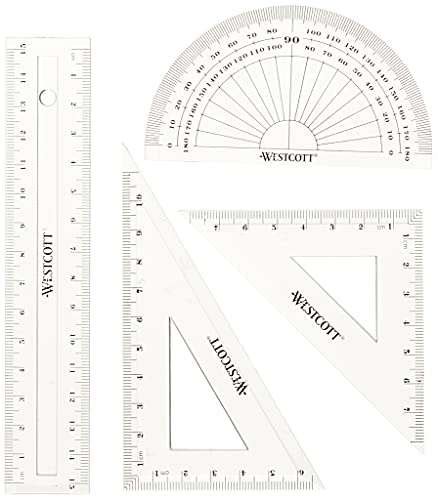 Westcott 4 Piece Maths Set Ruler And Protractor For £121 At Amazon