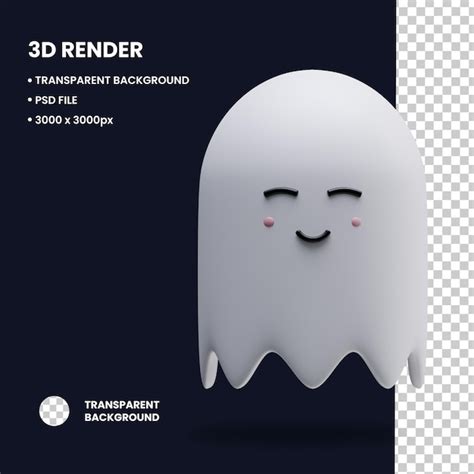 3d Illustration Smile Ghost Object Premium Ai Generated Psd