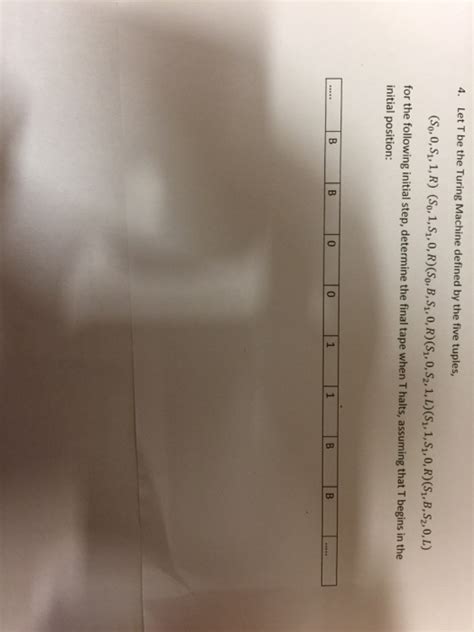 solved 4 let t be the turing machine defined by the five
