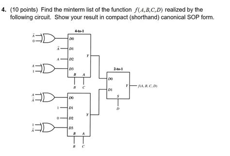 solved 4 10 points find the minterm list of the function