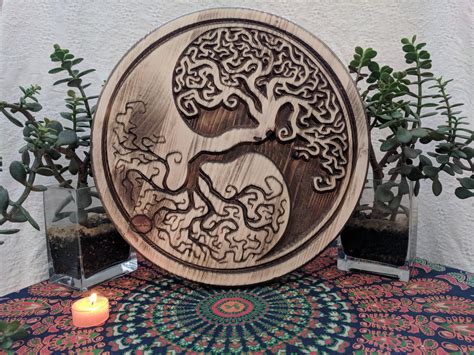 Yin Yang Tree Of Lifeyin Yang Tree Of Life Wood Yin Yang Etsy