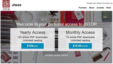 Jpass Individual Subscriptions To Jstor Jstor Support Home