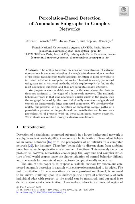 Pdf Percolation Based Detection Of Anomalous Subgraphs In Complex