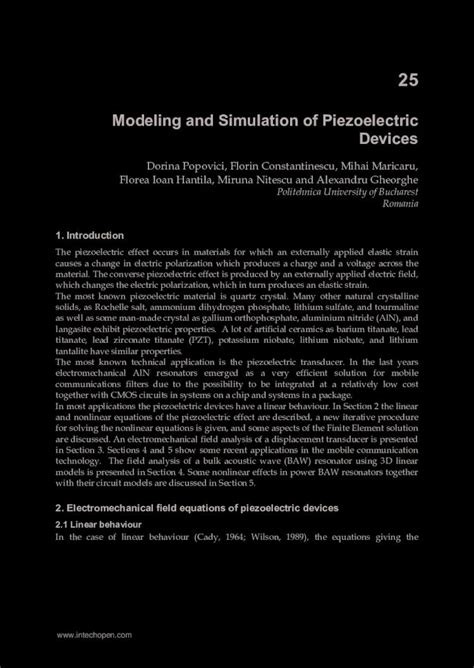 Pdf Modeling And Simulation Of Piezoelectric Devices Dokumentips