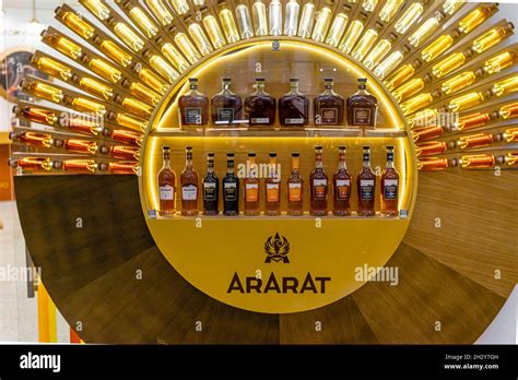 Ararat brandy bottles display in Armenia pavillion in VDNKH, Moscow ...