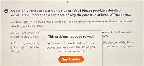 Solved 8 ﻿question Are These Statements True Or False