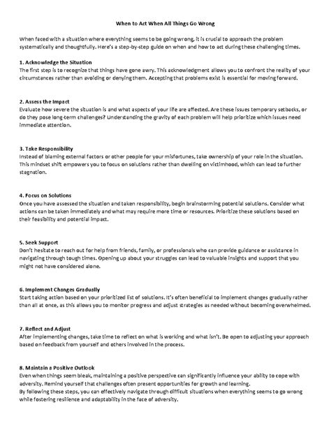 What To Do When Things Go Wrong When To Act When All Things Go Wrong