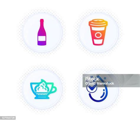 에스프레소 크림 샴페인 병 테이크아웃 커피 아이콘 세트 물 방울 기호 벡터 0명에 대한 스톡 벡터 아트 및 기타 이미지 0명 결정체 라떼 Istock