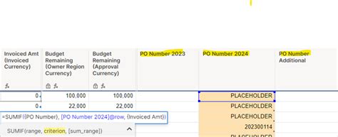 Return Invoiced Amt When Po Number Matches Po Number In Multiple