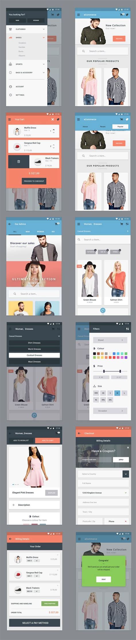 Free Ecommerce App UI Designs Graphicsfuel App Ui Design App Design Inspiration Android