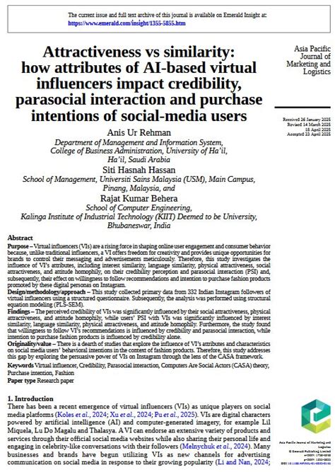 newpublication kiit virtualinfluencer fashion dr rajat kumar behera