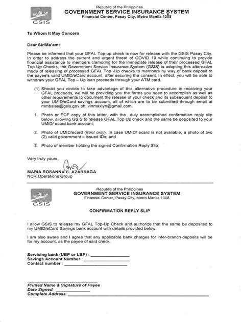 Confirmation Reply Slip Pdf